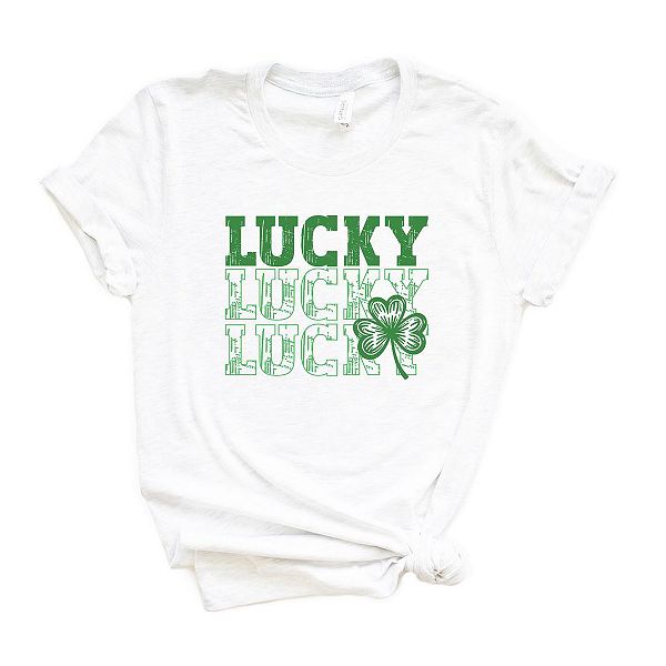 Bold Green Lucky Stacked Short Sleeve Graphic Tee