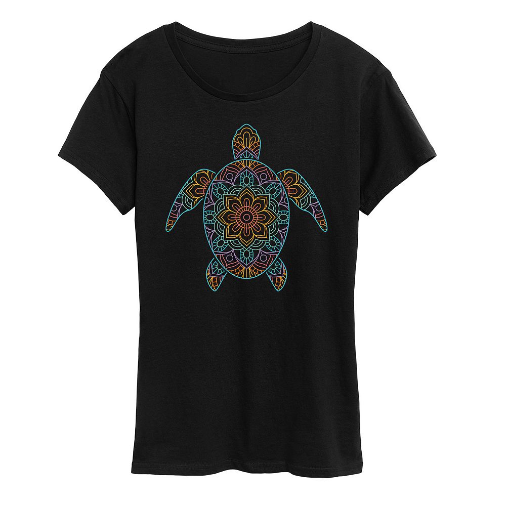 Women's Rainbow Decorative Sea Turtle Graphic Tee