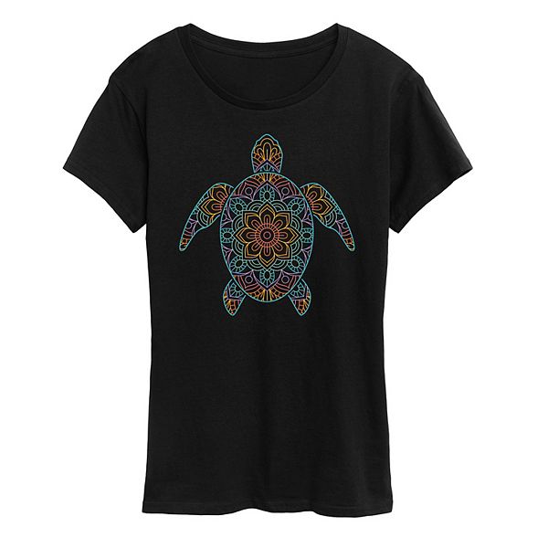 Women's Rainbow Decorative Sea Turtle Graphic Tee