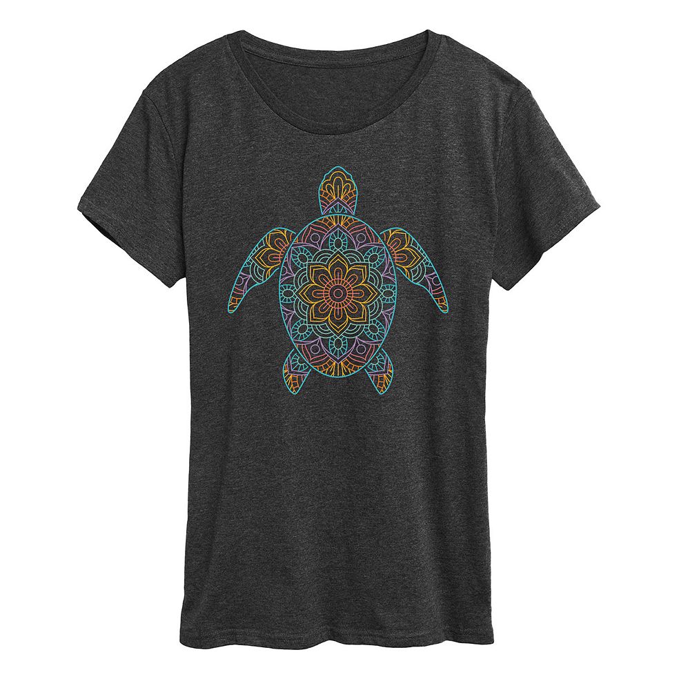 Women's Rainbow Decorative Sea Turtle Graphic Tee