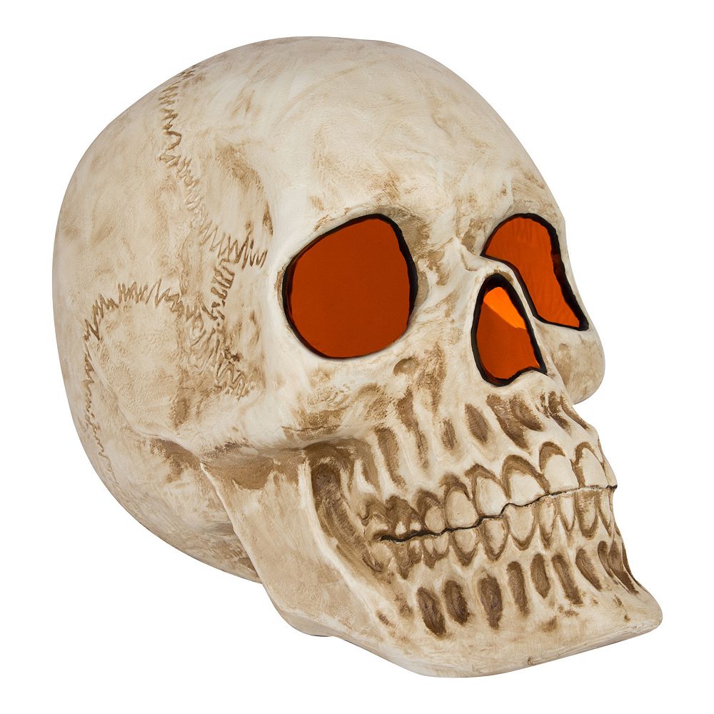 Gemmy Lighted Skull with Candle Flicker Halloween Decor- 27.5"