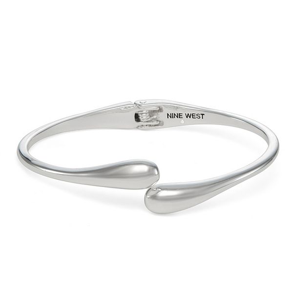 Nine West Silver Tone Hinged Cuff Bracelet