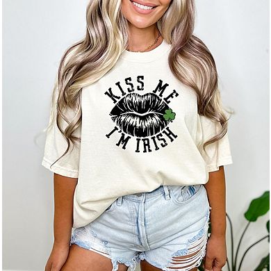 Kiss Me Irish Lips Garment Dyed Tees