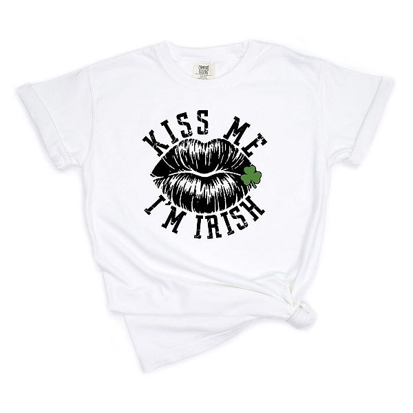 Kiss Me Irish Lips Garment Dyed Tees