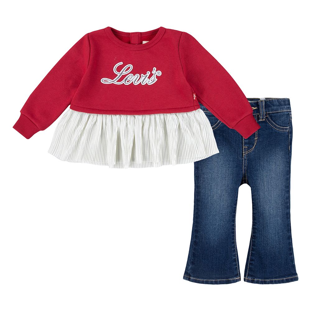 Girls 4-6x Levi's® Sparkle Crewneck & Flared Jeans 2-Piece Set