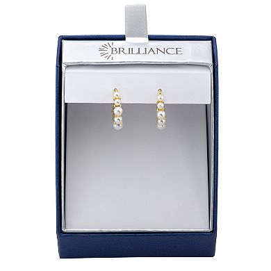 Brilliance Gold Tone Simulated Pearl Graduated Hoop Earrings