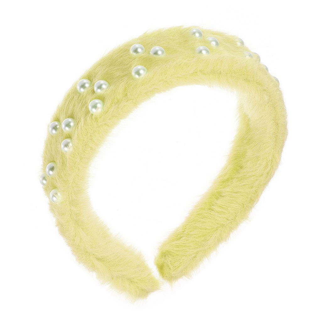 Fluffy Fuzzy Headband Solid Color Hair Band Faux Pearl Hair Bands