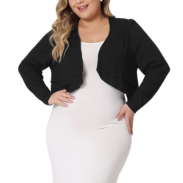 Plus Size Cardigan For Women Long Sleeve Open Front Cropped Shrugs ...