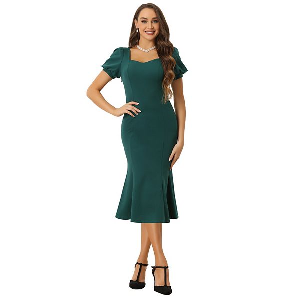 Business Elegant Dresses For Women Sweetheart Neck Short Sleeve Mermaid ...