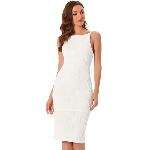 Boat Neck Dress For Women Elegant Midi Sleeveless Dresses