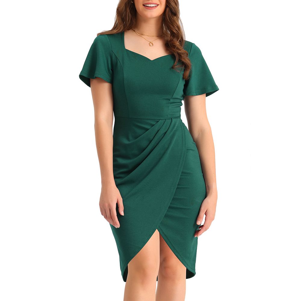 Bodycon Dress For Women Wrap Work Short Sleeve Dress