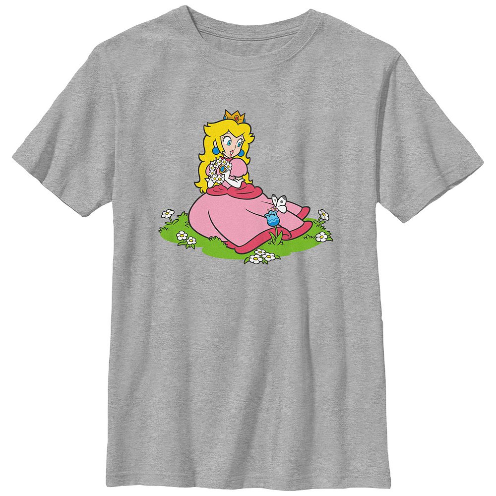 Boys Super Mario Bros Princess Peach Picking Flowers Graphic Tee