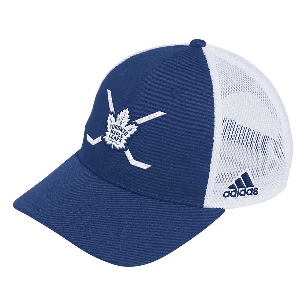 Men's adidas Blue/White Toronto Maple Leafs Cross Sticks Trucker ...