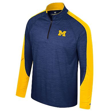 Men's Colosseum Navy Michigan Wolverines Langmore Raglan Quarter-Zip Top