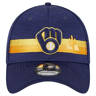 Men's New Era Navy Milwaukee Brewers Spring Training Digi 39THIRTY Flex Hat