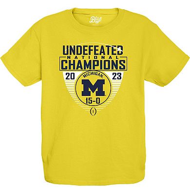 Youth Blue 84 Maize Michigan Wolverines College Football Playoff 2023 National Champions Draft ...