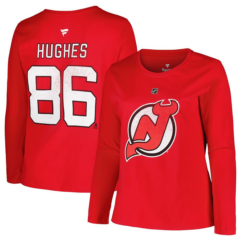Women's Profile Jack Hughes Red New Jersey Devils Plus Size Name ...