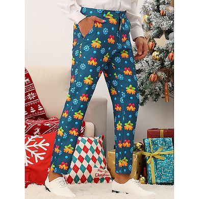 Christmas Printed Pants For Men's Flat Front Funny Party Cosplay Trousers
