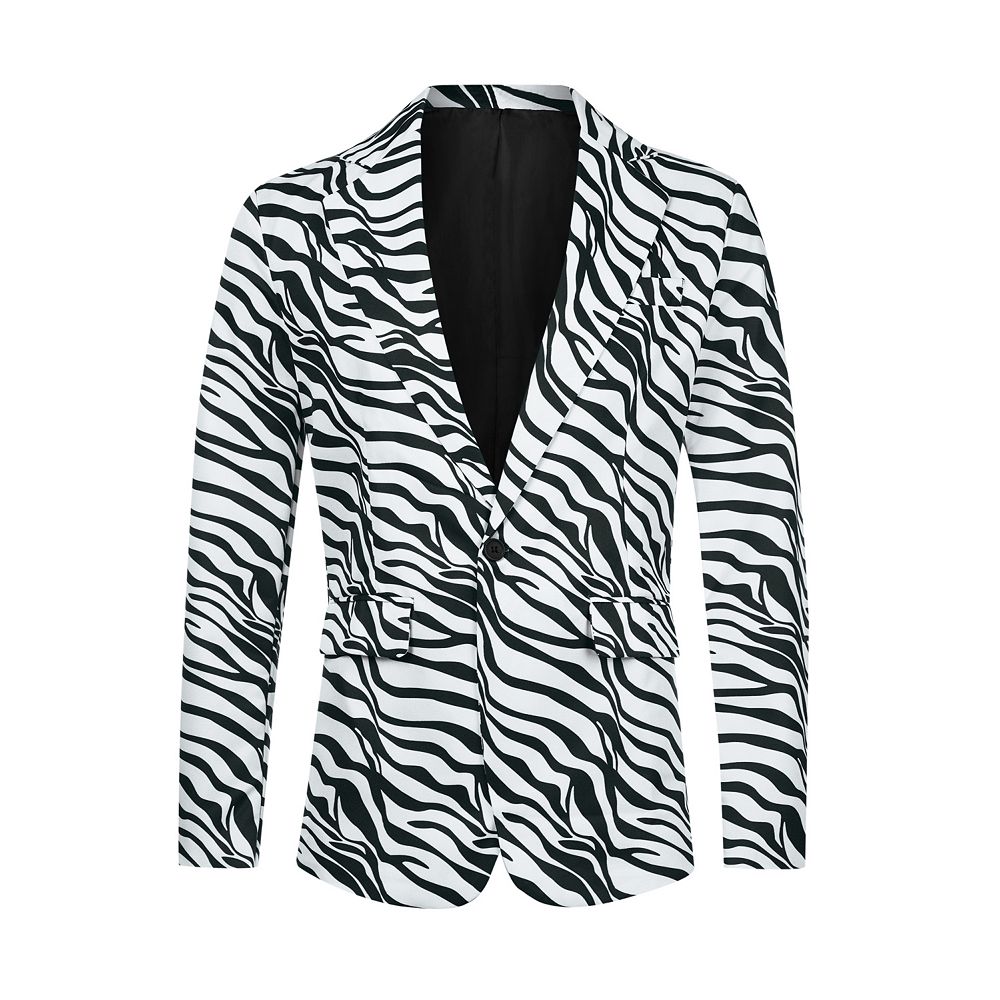 Animal Printed Blazer for Men's Vintage Slim Fit One Button Party ...