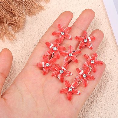 20pcs Small Flower Hair Clips Rhinestone Mini Cute Clip For Fine Hair