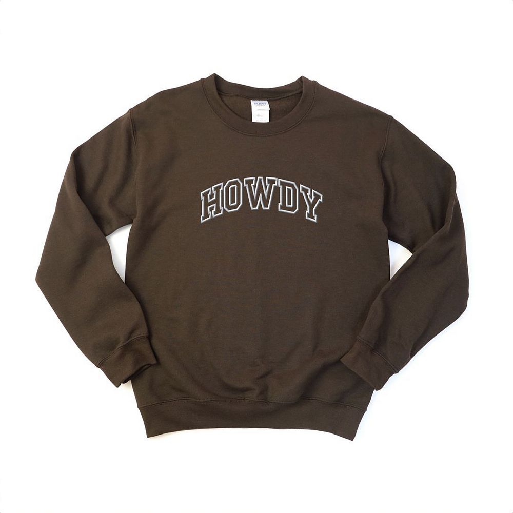 Embroidered Howdy Varsity Outline Sweatshirt