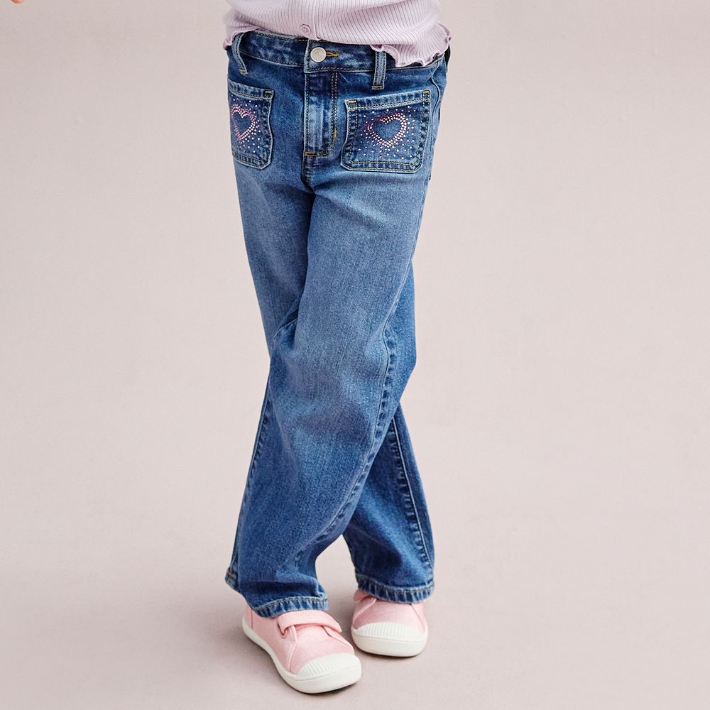 Girls 4-12 Jumping Beans® High Rise Wide Leg Embellished Jeans