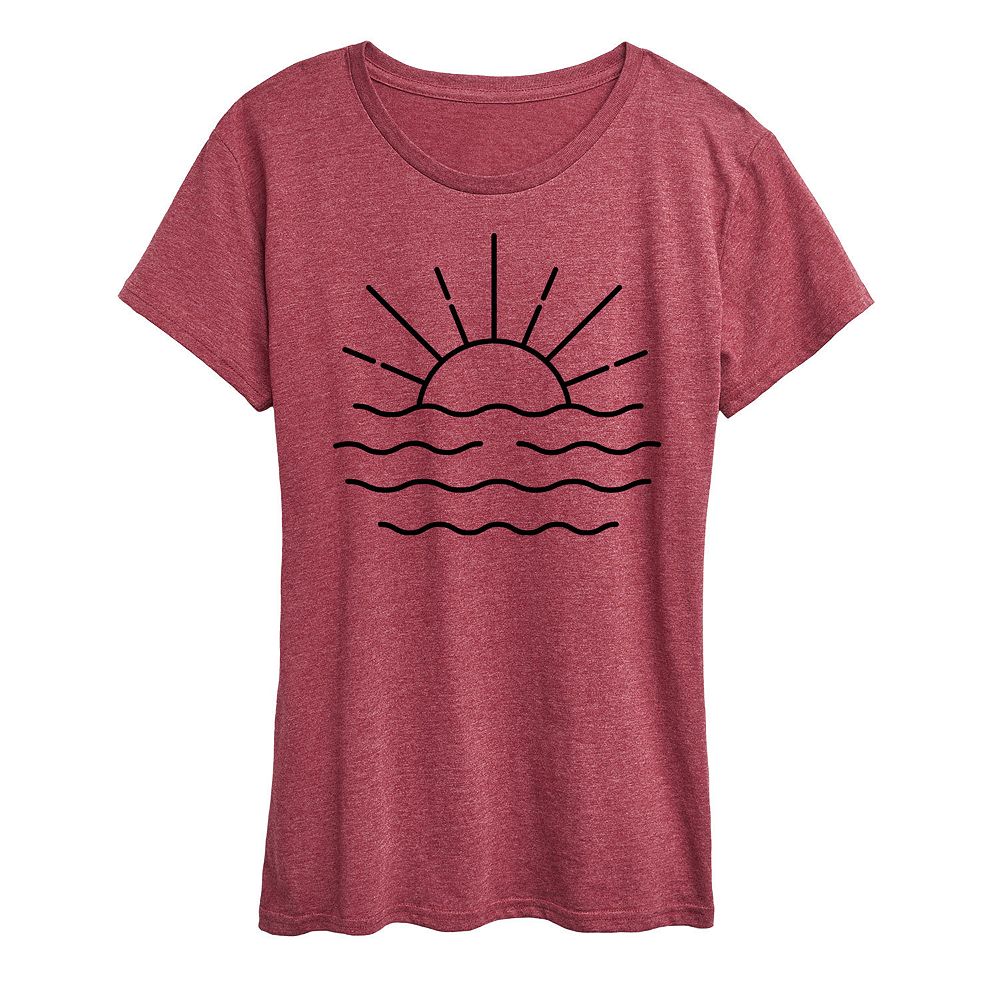 Women's Ocean Sunset Linework Graphic Tee