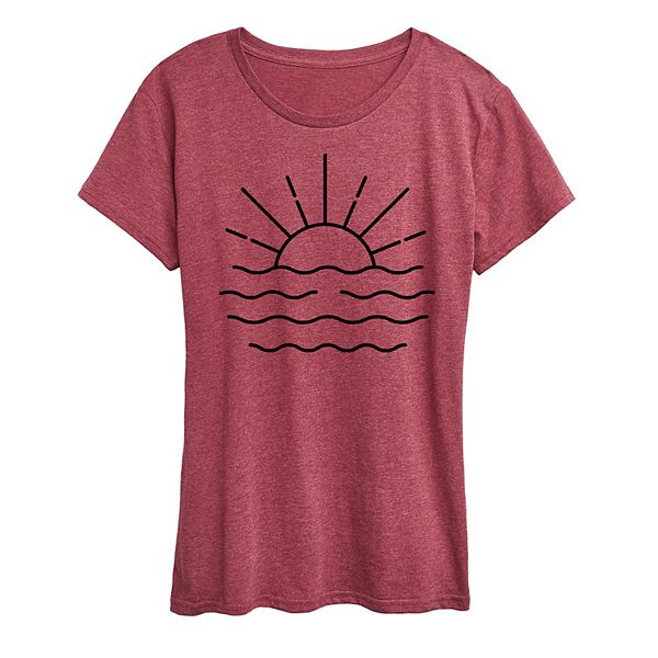 Women's Ocean Sunset Linework Graphic Tee