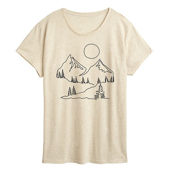 Women's Mountain Line Drawing Graphic Tee