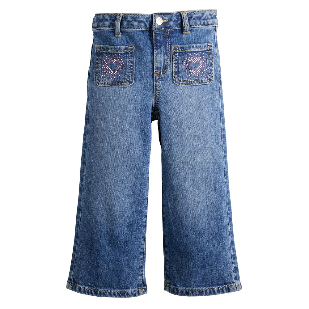 Toddler Girl Jumping Beans® Embellished Pocket High Rise Wide Leg Jeans