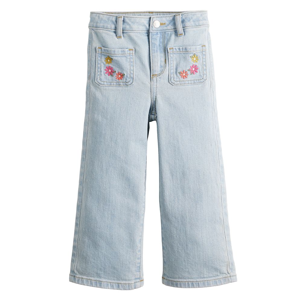Toddler Girl Jumping Beans® Embellished Pocket High Rise Wide Leg Jeans
