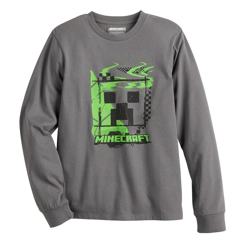 Boys 8-20 Minecraft Distressed Graffiti Creeper Face Long Sleeve ...