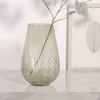 Everyday Decor Large Etched Leaves Vase