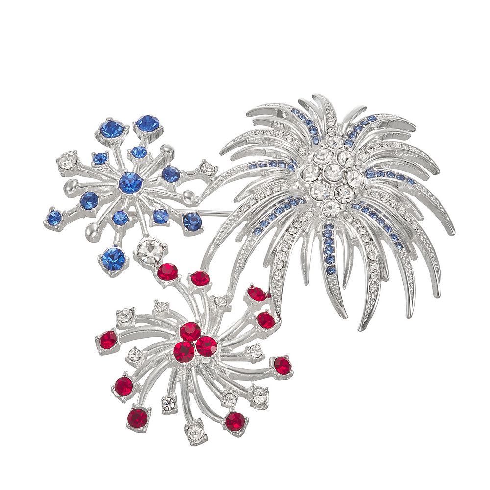 Napier Silver Tone Red, White and Blue Into Summer Fireworks Pin