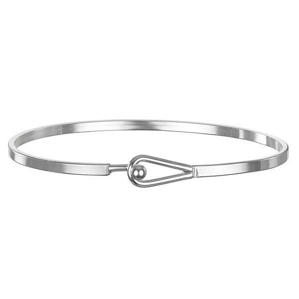 Emberly Silver Tone Hook Closure Bangle Bracelet