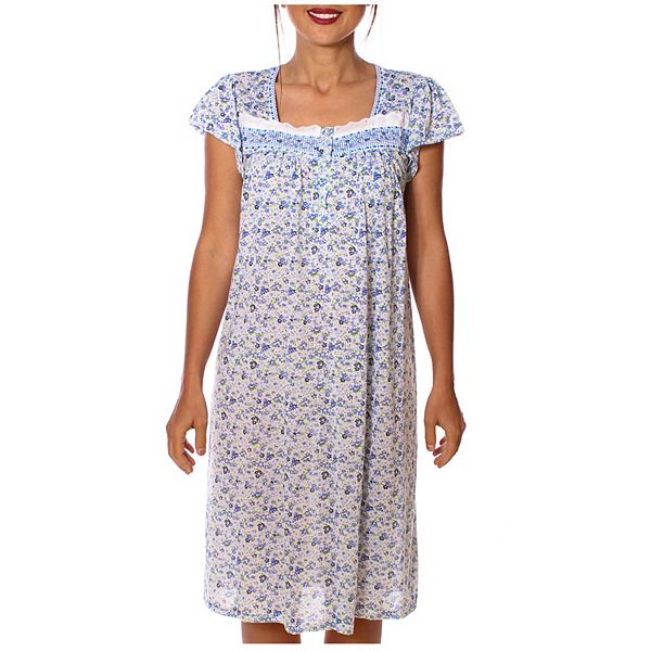 Women's Cap Sleeves Embroidery And Floral Design Nightgown