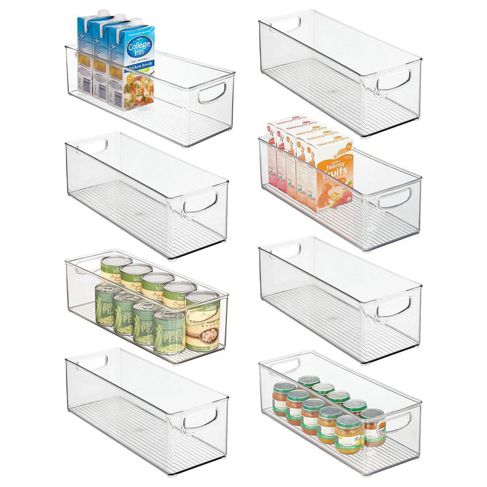 mDesign Plastic Stackable Kitchen Organizer Storage Bin - 8 Pack - Clear