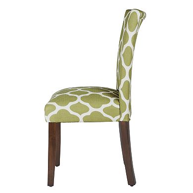 Wooden Parson Dining Chair with Quatrefoil Pattern Fabric Upholstery ...