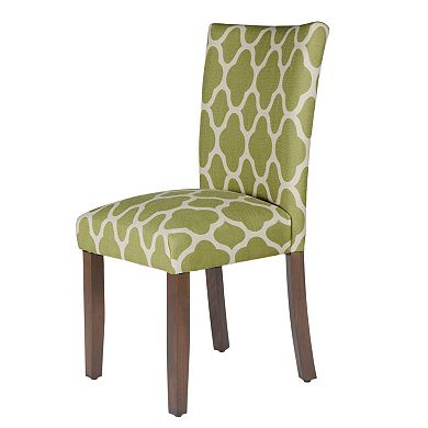Wooden Parson Dining Chair with Quatrefoil Pattern Fabric Upholstery ...