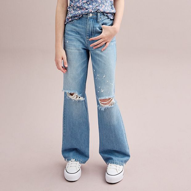Girls 7-16 Vanilla Star Bleach Splatter Wide Leg Denim Jeans Girls 7-16 Vanilla Star Bleach Splatter Wide Leg Denim Jeans