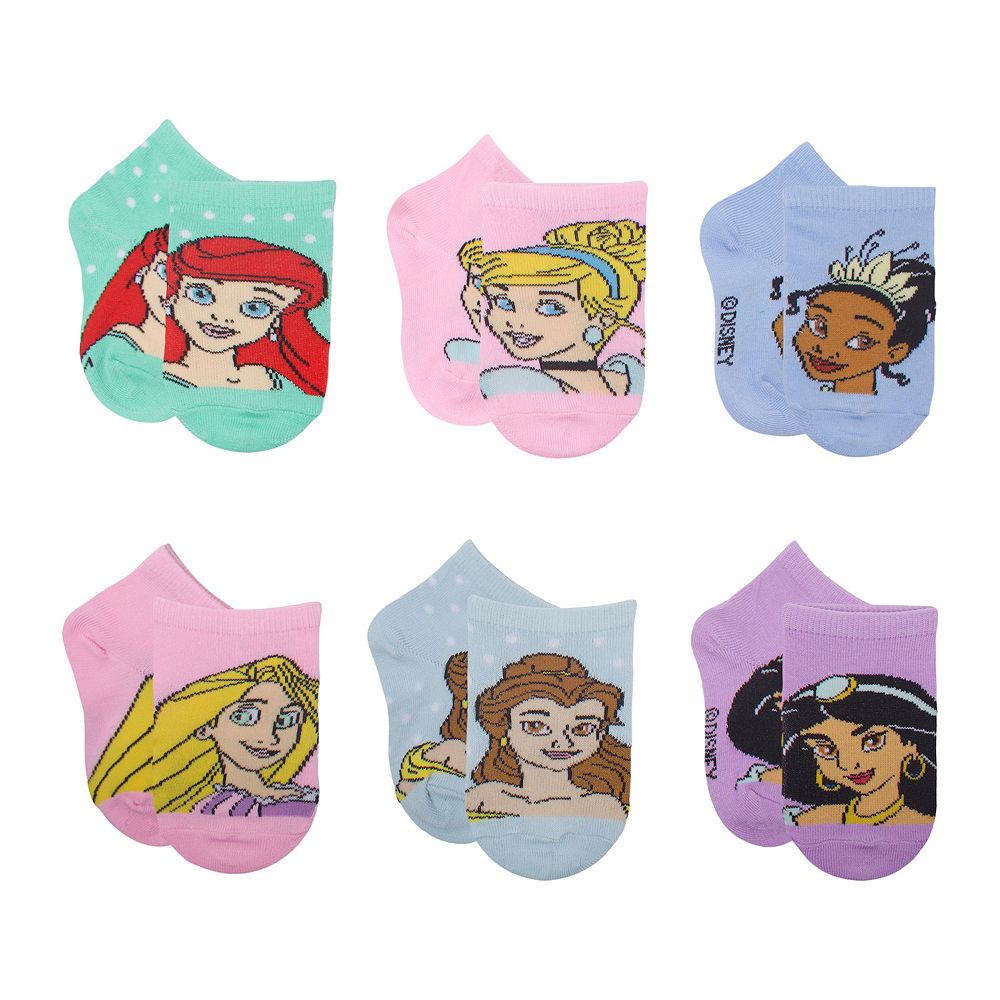 Disney Princess Toddler Girl 6-Pack Royal Icons Quarter-Cut Socks