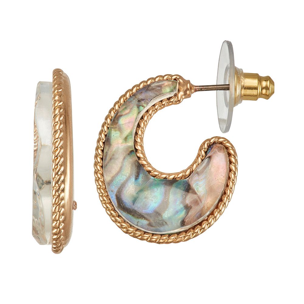 Napier Gold Tone Embrace C Hoop Earrings