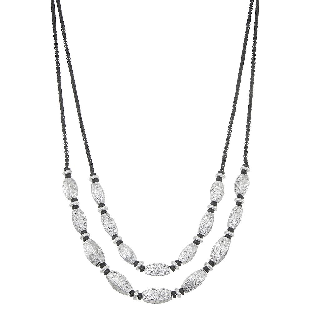 Napier Silver Tone Casual Treasure Multi-Row Necklace