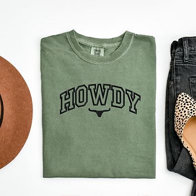 Embroidered Howdy Bull Varsity Garment Dyed Tees