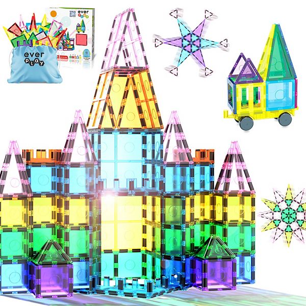 EverPlay 61 PC Magnetic Tiles, Magnetic Building Blocks for Kids ...