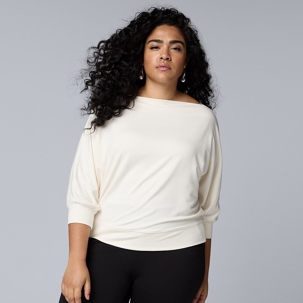 Plus Size Simply Vera Vera Wang Open Neck Top