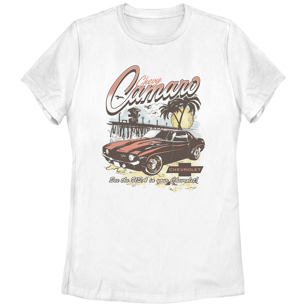 Juniors' Chevy Camaro See The USA In Your Chevrolet Graphic Tee