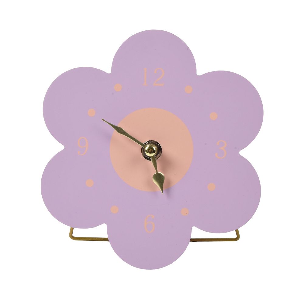 Chunky Purple Flower Clock Table Decor