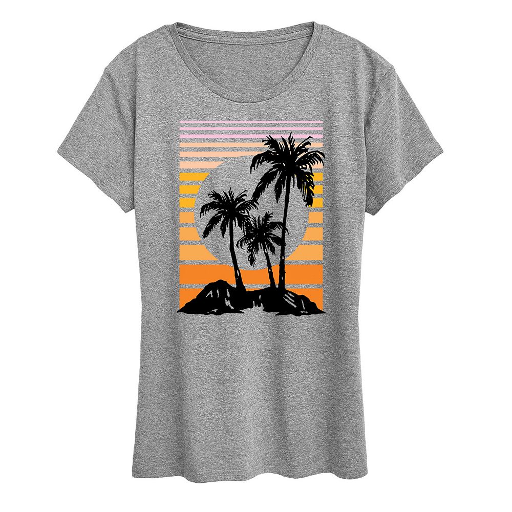 Women's Sunset Palm Trees Graphic Tee