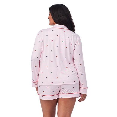 Plus Size Beauty Sleep Social Jersey Long Sleeve Notch Pajama Top ...